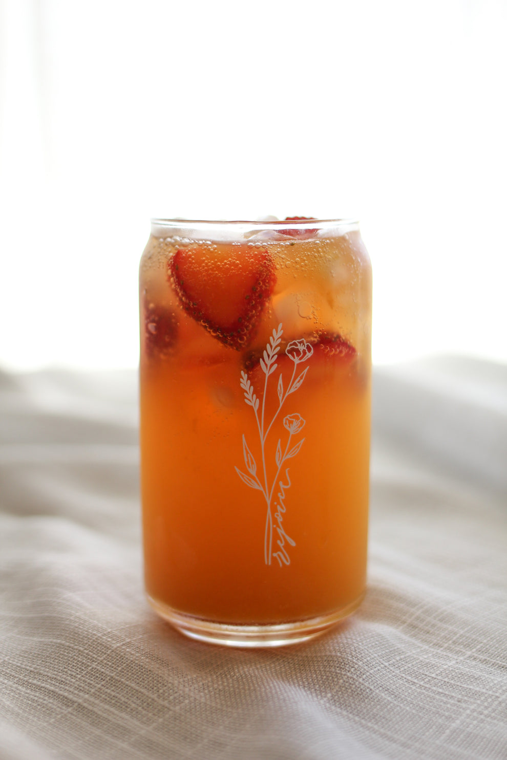 16 oz. "Rejoice" Floral Can Glass – Bella Marketplace