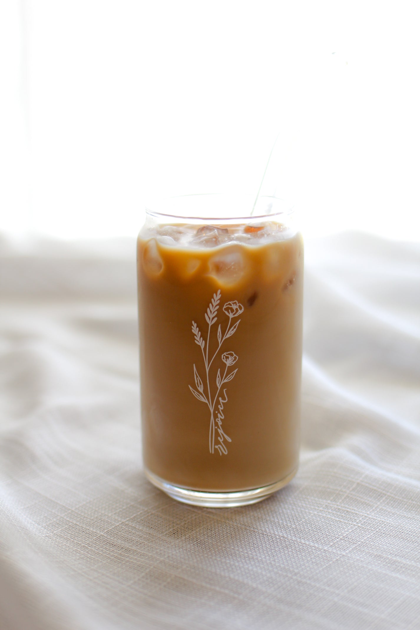 16 oz. "Rejoice" Floral Can Glass – Bella Marketplace