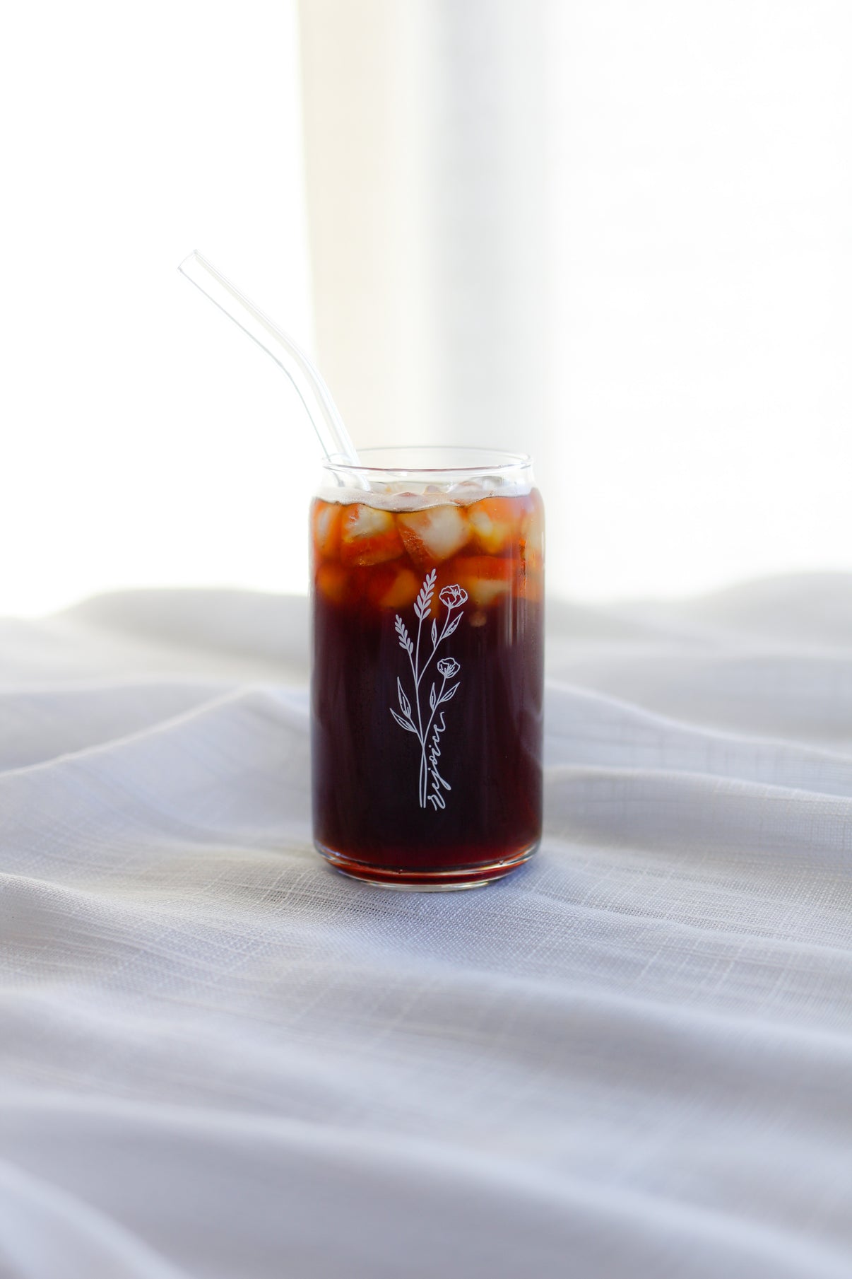 16 oz. "Rejoice" Floral Can Glass – Bella Marketplace