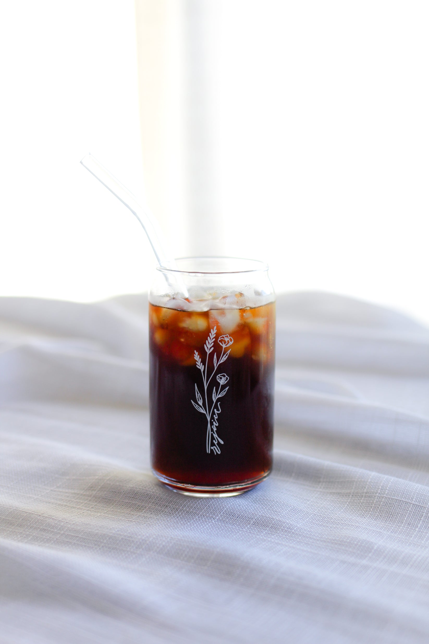 16 oz. "Rejoice" Floral Can Glass – Bella Marketplace